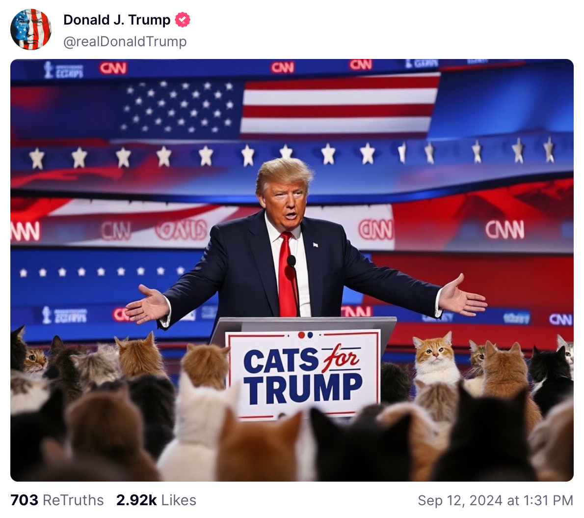 Trump Posts New Round of AI Haitian Cat Eating Hoax Memes - MeidasTouch