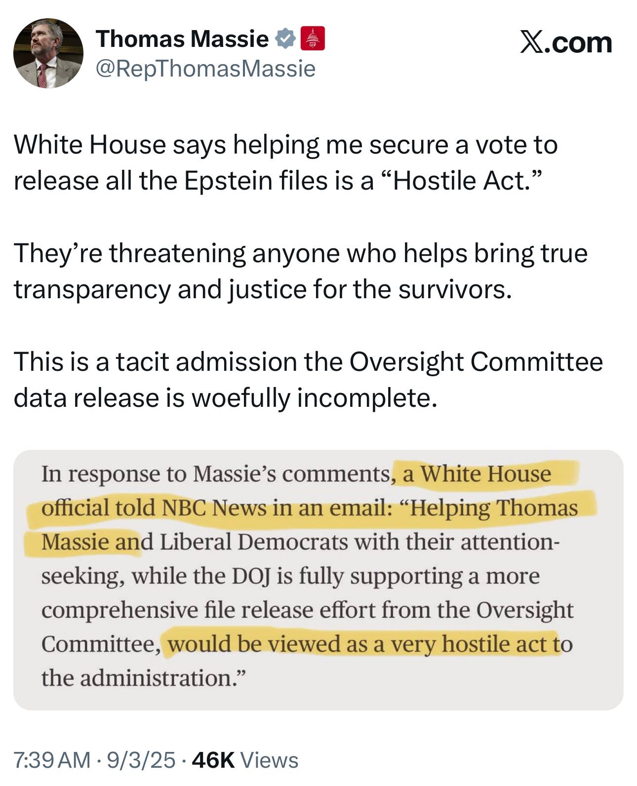 Only 4 Republicans Join 130 Democrats in Epstein Files Petition ...
