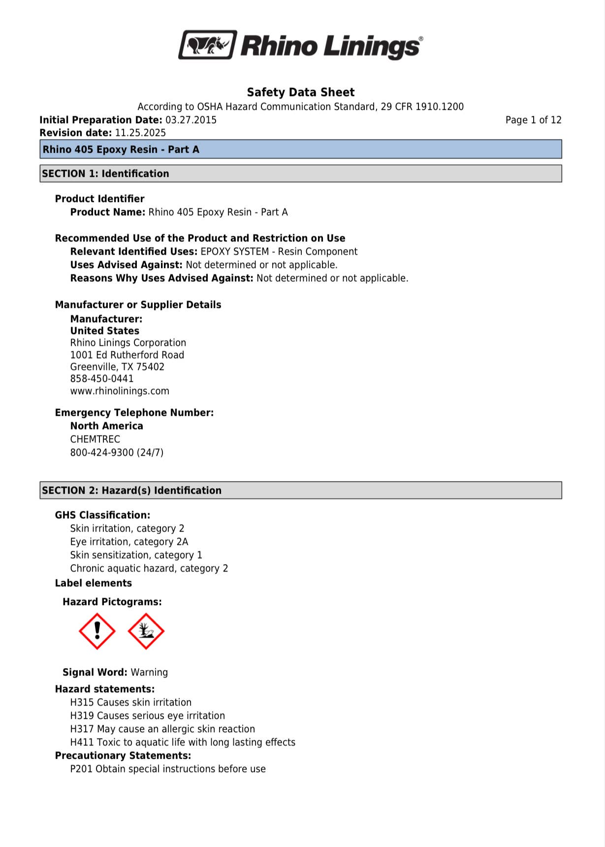 Safety Sheet for Reflecting Pool Material Warns of Toxicity to Aquatic ...