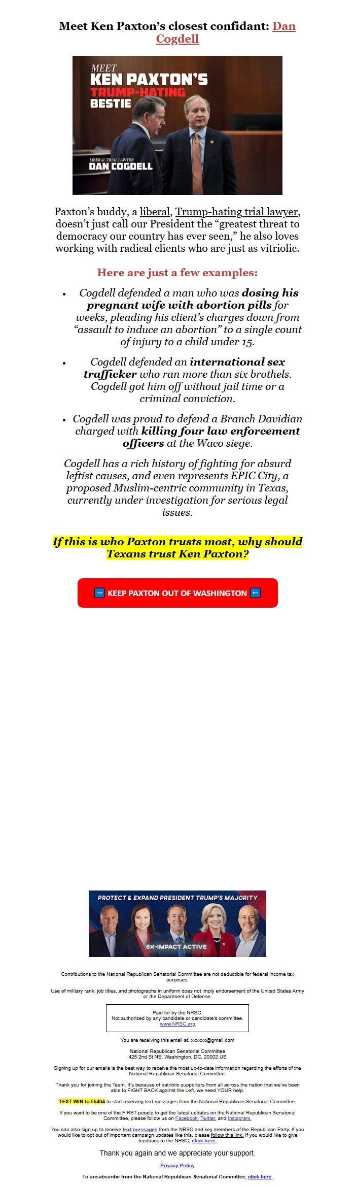NRSC Called Ken Paxton “Unfit” for Senate in Fundraising Emails ...