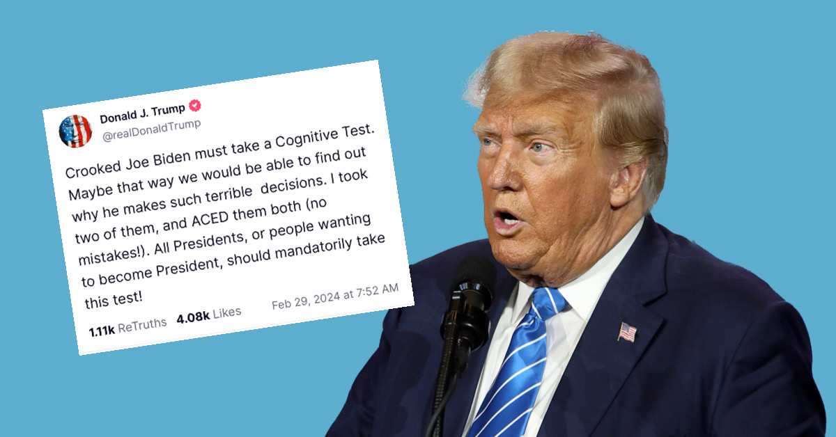 Trump Claims He Has “Aced” Two Cognitive Tests with “No Mistakes ...