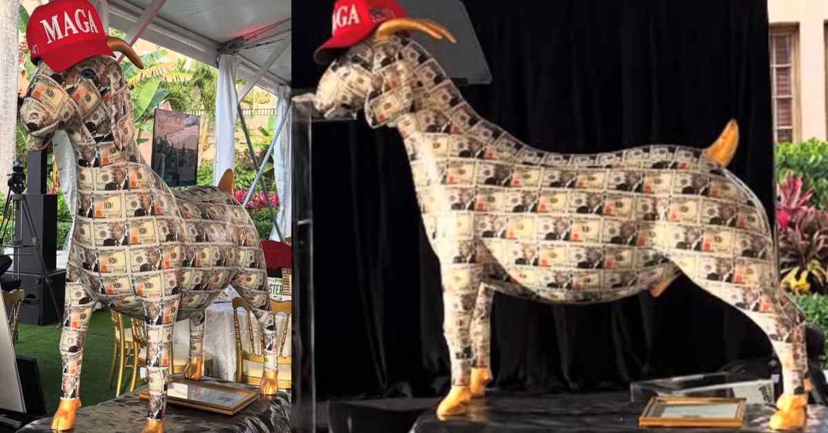 Trump-Adorned, Golden Goat “Idol” Fetches $300,000 at Mar-a-Lago ...