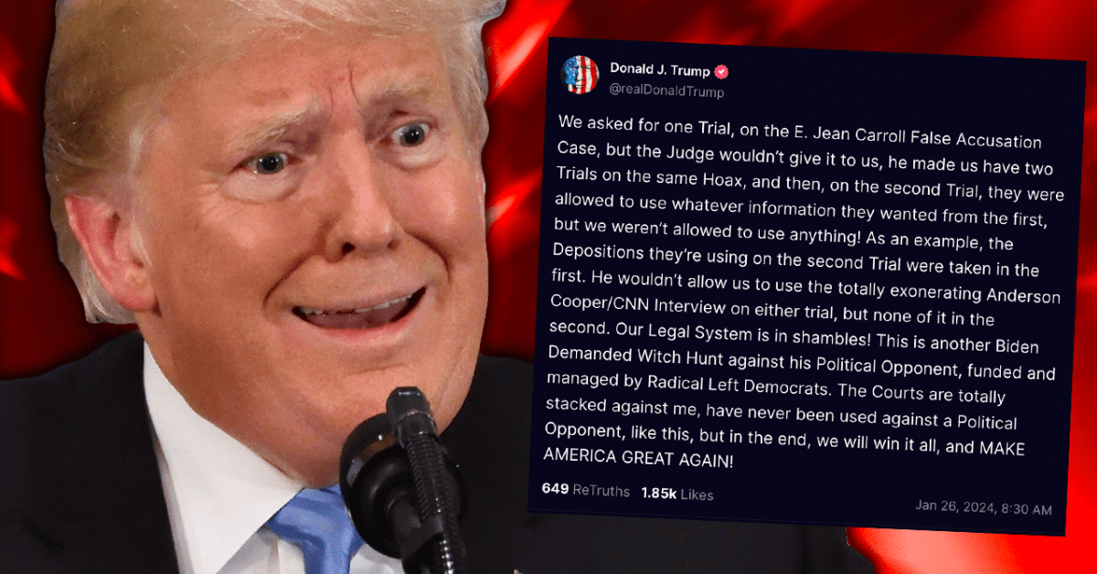 Trump Goes On A More Than Dozen Post Rampage Defaming E. Jean Carroll ...