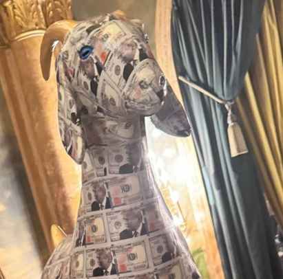 Internet Reacts to Golden-Hoofed, Trump Cash-Covered Goat Idol at Mar-a ...