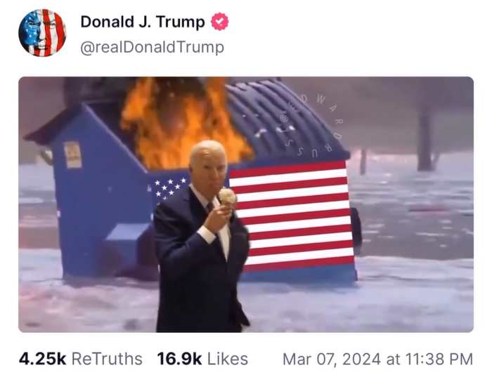 Trump Posts Meme Depicting the United States As a Burning American Flag ...