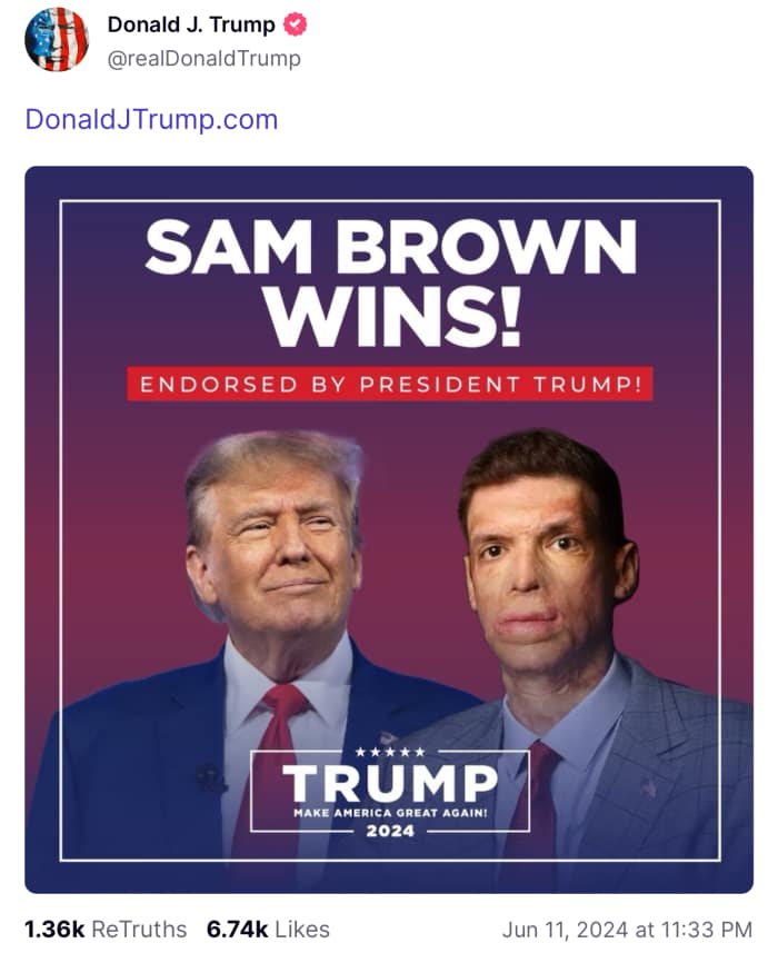 Trump Takes Credit for Last Minute Endorsement of Sam Brown ...