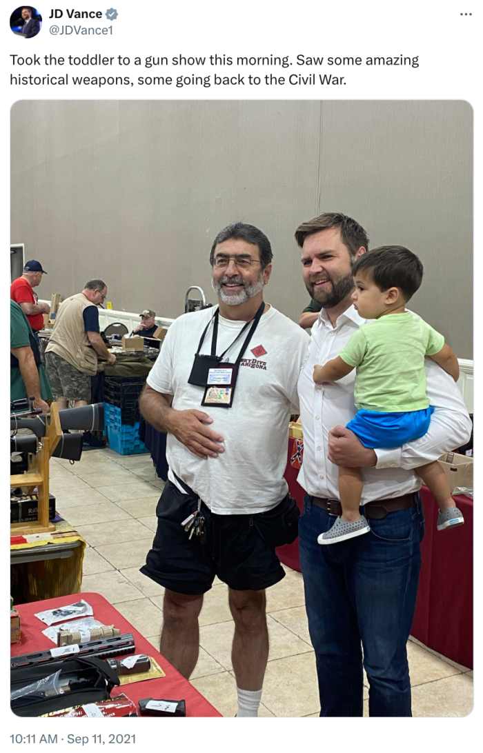 JD Vance Posted Pictures Next to Gun Show Vendors Selling Nazi and ...