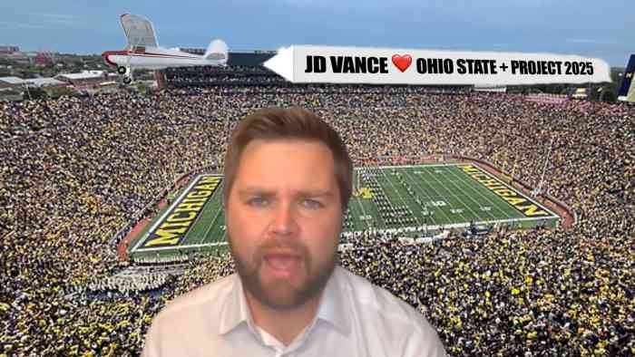 DNC Trolls Trump and Vance With Plane Banners Over College Football ...