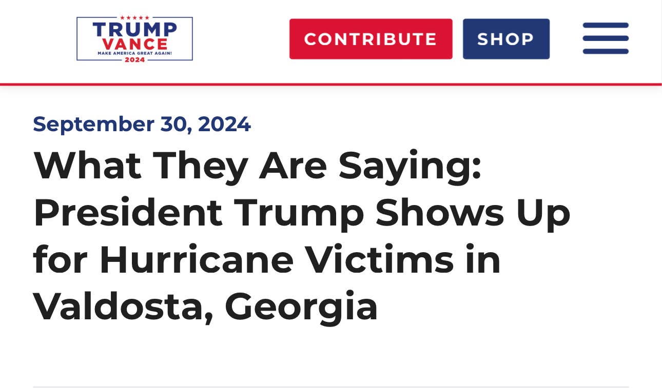 Oops! Trump Campaign Links to Article Debunking Hurricane Claims ...