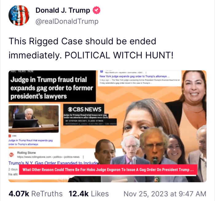 Trump Posts Video Calling Judge Engoron a “Hobo” and Attacking His Law ...