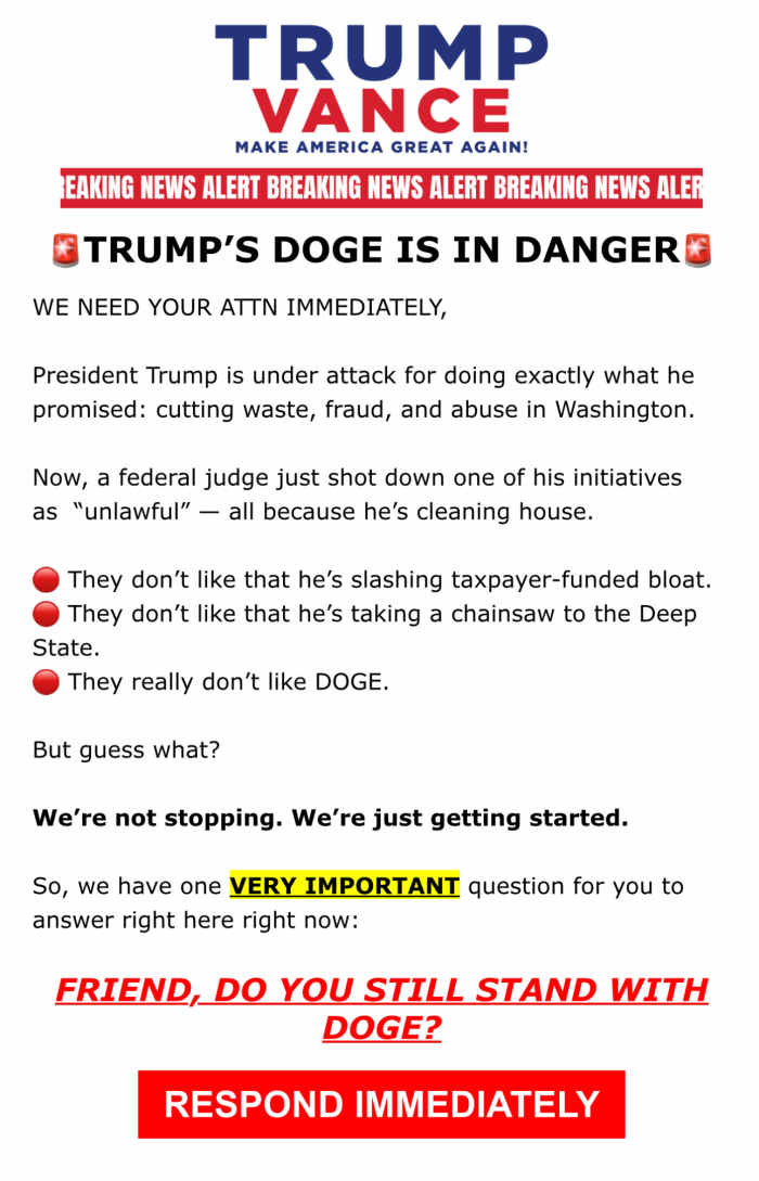 Trump Fundraising Email: DOGE “Chainsaw” Is “Just Getting Started ...