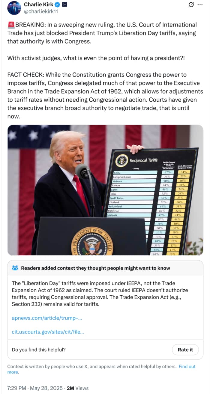 Charlie Kirk’s Trump Tariff Tweet Slapped with Community Note ...