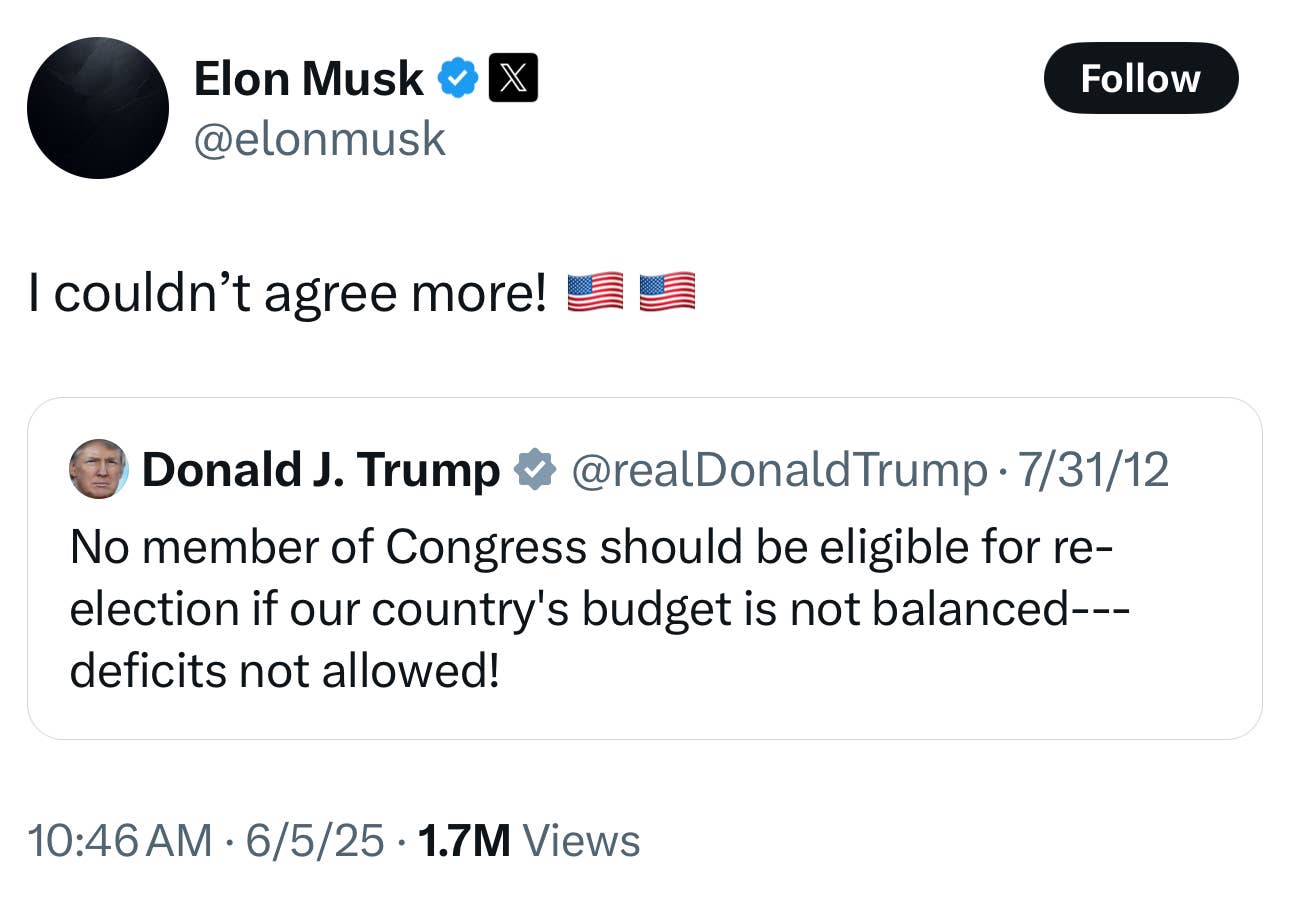 Elon Musk Uses Trump’s Old Tweets to Torch His ‘Big Beautiful Bill ...