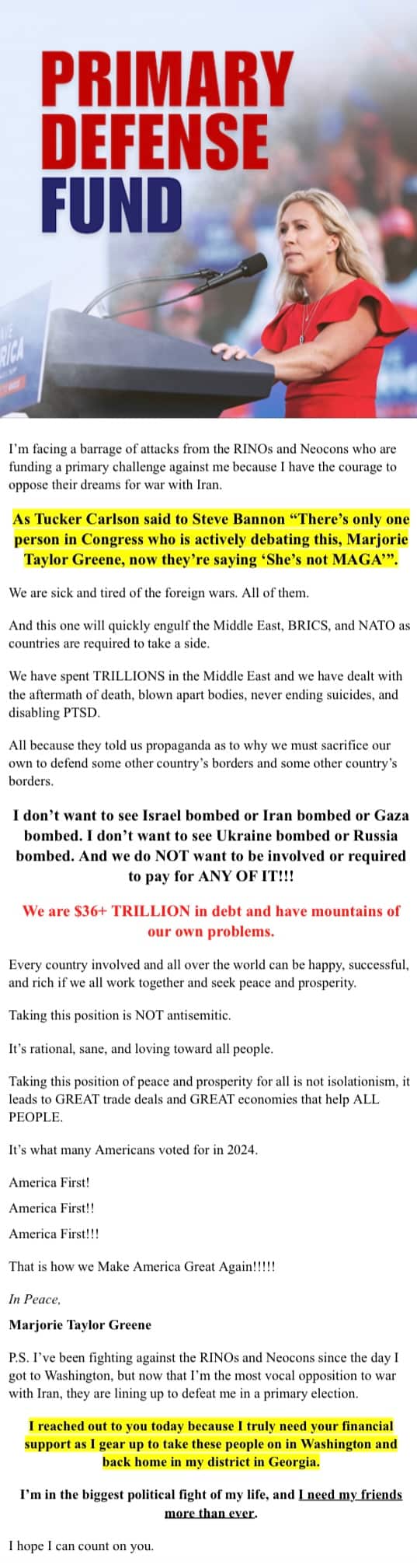 Marjorie Taylor Greene Fundraises Off Israel-Iran War - MeidasTouch News