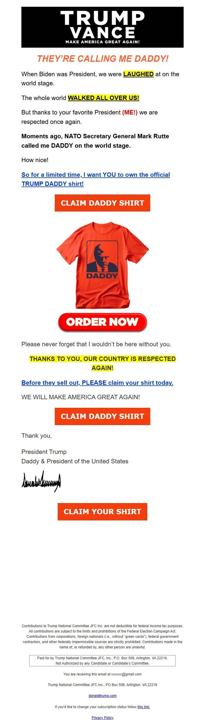 Trump Fundraising Email: "They're Calling Me Daddy!" - MeidasTouch News