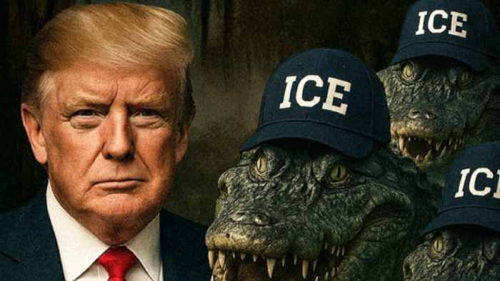 White House Shares Meme of Trump with Alligators Wearing ICE Hats ...