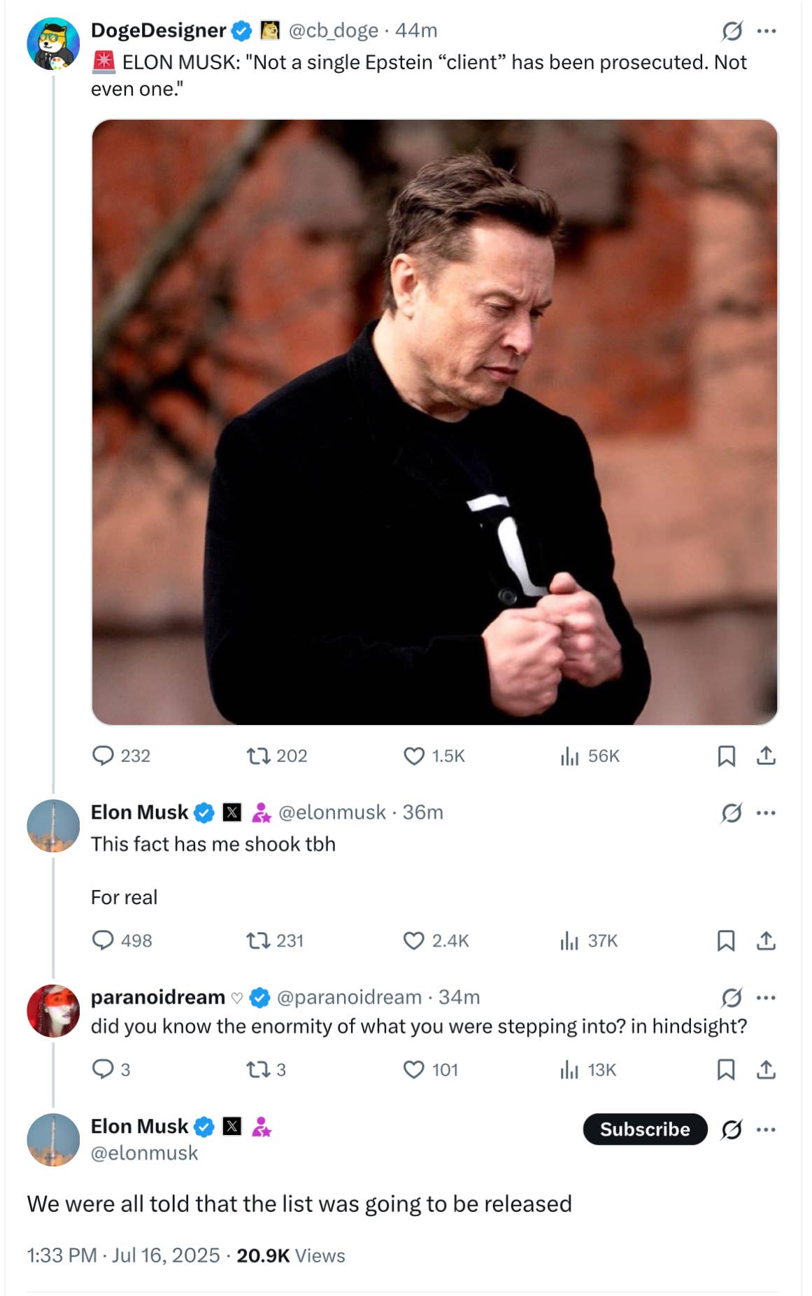 15 More Tweets: Elon Musk Continues to Blast Trump's Epstein Cover-Up ...