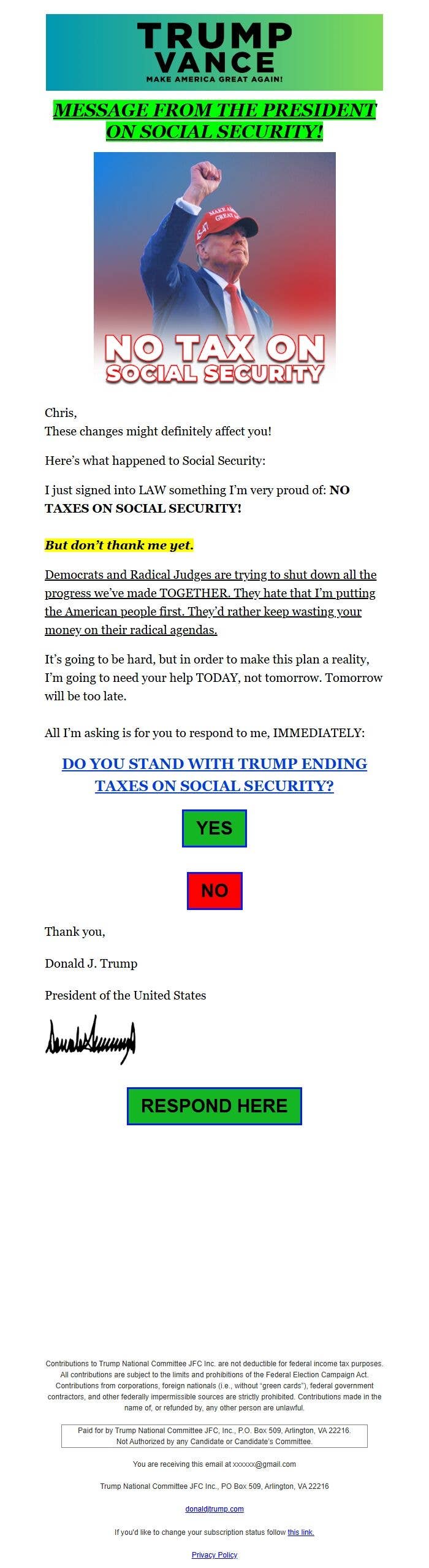 Trump Sends Misleading Social Security Fundraising Email - MeidasTouch News