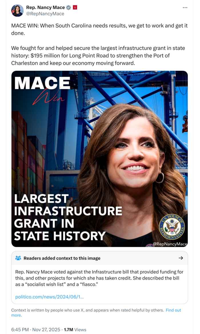 Nancy Mace Touts $195M Grant She Opposed in Congress - MeidasTouch News