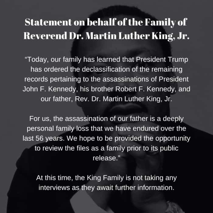 King Family Requests Access to MLK Assassination Records Before Public ...