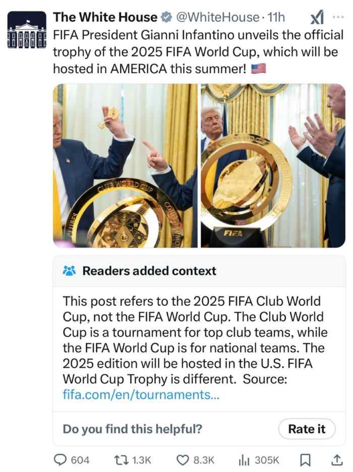 Deleted! White House Erases FIFA Tweet After Community Note Correction ...
