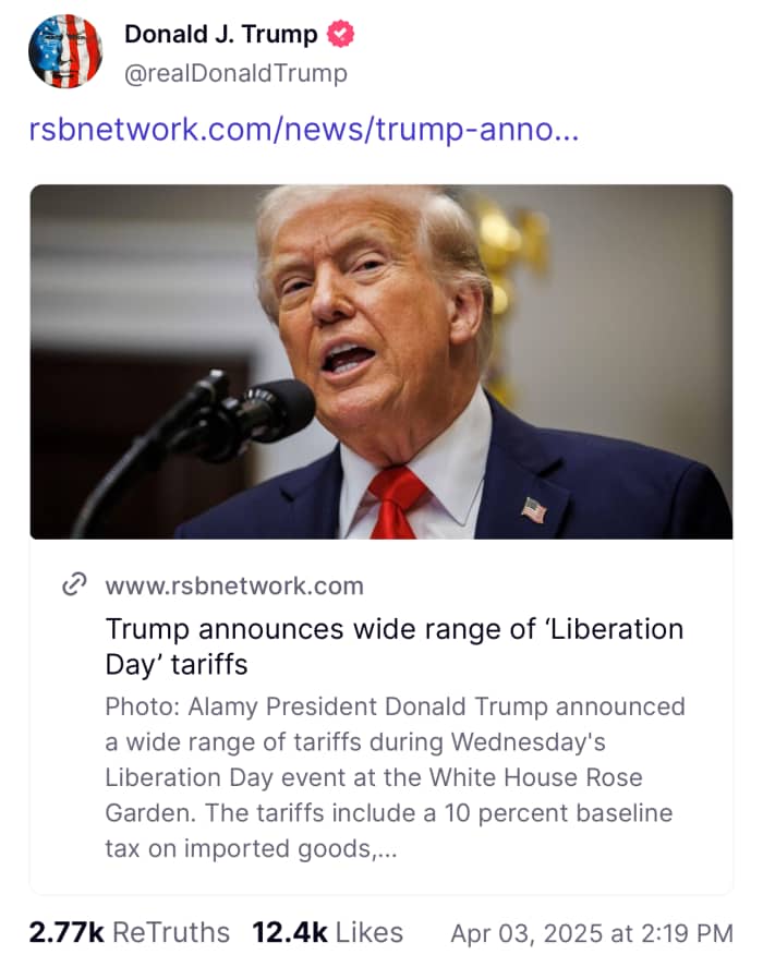 Trump Posts Slew of Pro-Tariff Content on Truth Social - MeidasTouch News
