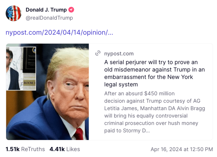 Trump Continues to Attack Witness Michael Cohen As Gag Order Ruling Looms - MeidasTouch News