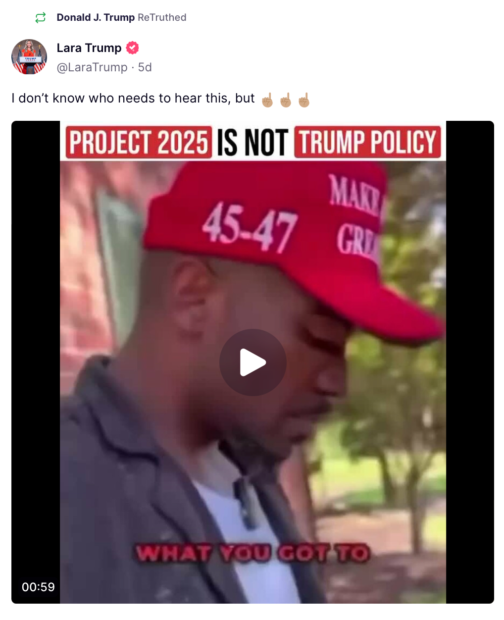 Trump Shares Video Claiming "Project 2025 is Not Trump Policy ...
