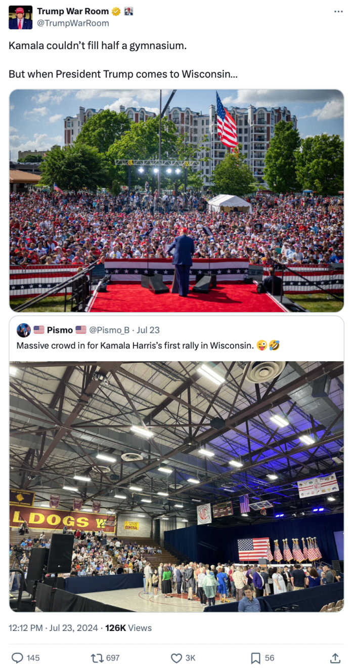 Desperate Trump Campaign Pushes Kamala Harris Crowd Size Hoax ...