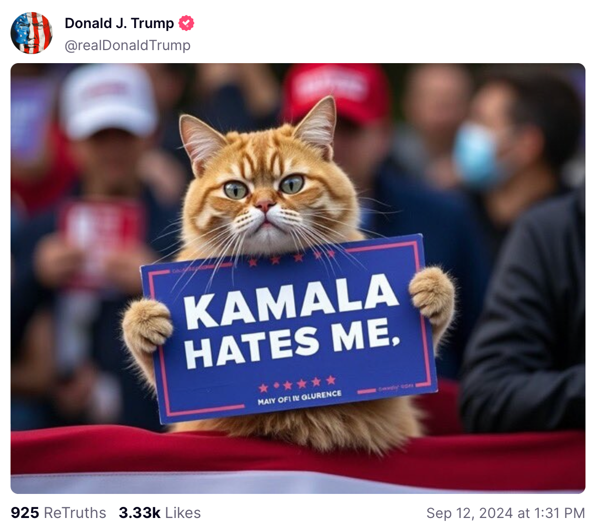Trump Posts New Round of AI Haitian Cat Eating Hoax Memes - MeidasTouch ...