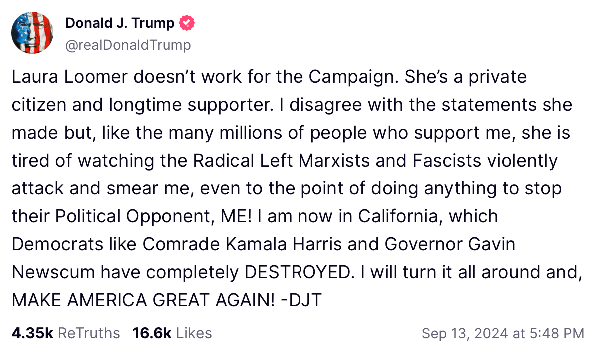 The Trump Campaign Amplified Laura Loomer a Dozen Times on Their Own ...