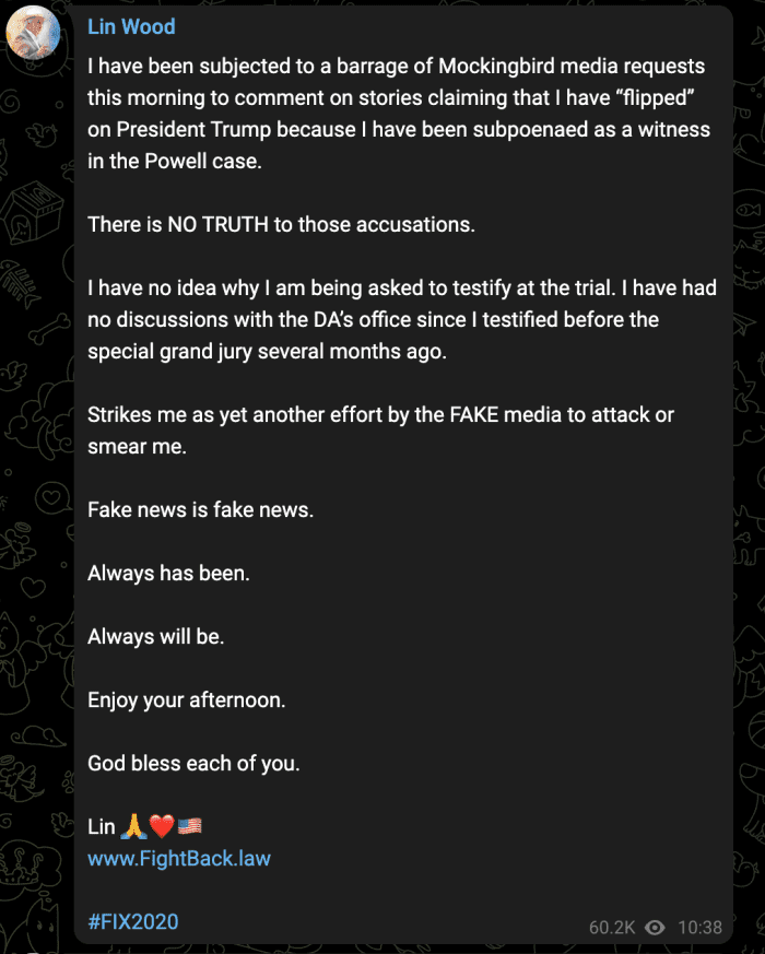 Lin Wood: Just Because I’m Cooperating Against You Doesn’t Mean I ...