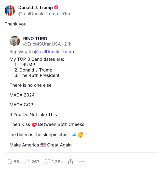 Chaos Candidate Trump’s Truth Social Rants in the Past 48 Hours ...