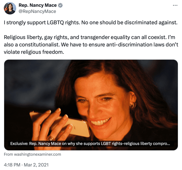 Nancy Mace Co-Sponsored a Transgender Rights Bill in 2021 - MeidasTouch ...