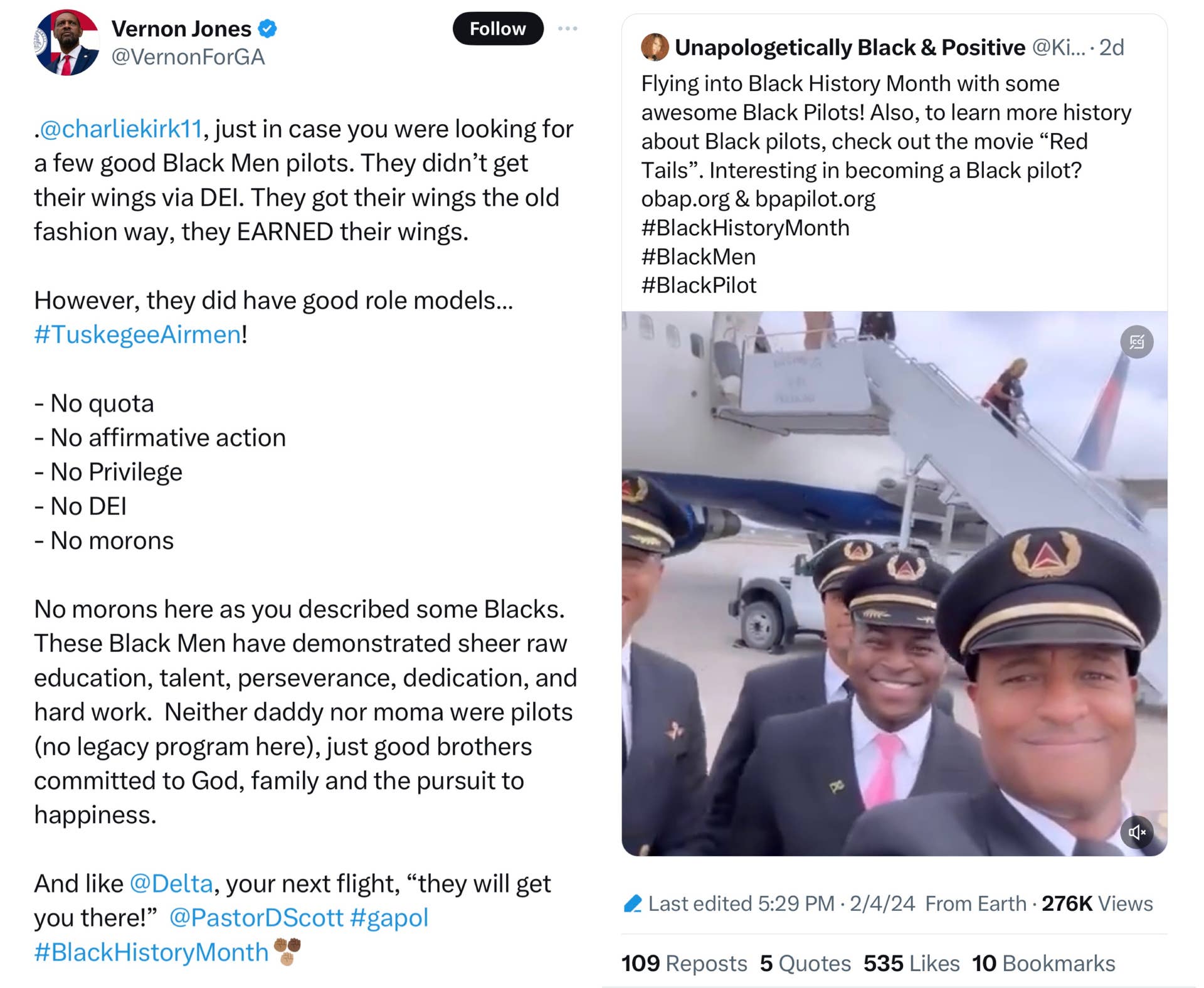 Deleted Tweets From Former GOP Candidate Vernon Jones and Charlie Kirk ...