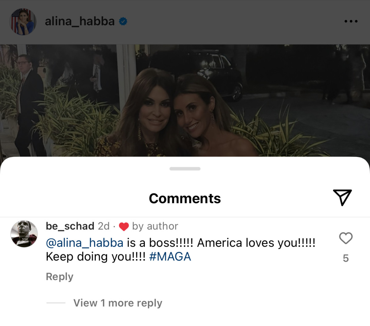 Alina Habba Liked Comment: "Thank You For Your Service to This Great ...