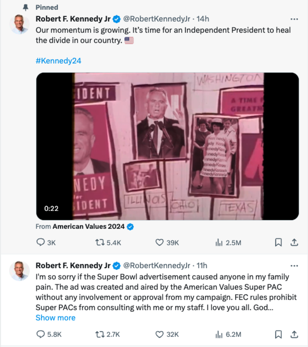 RFK Jr. Apologizes To His Family For A Super Bowl Ad That Remains ...