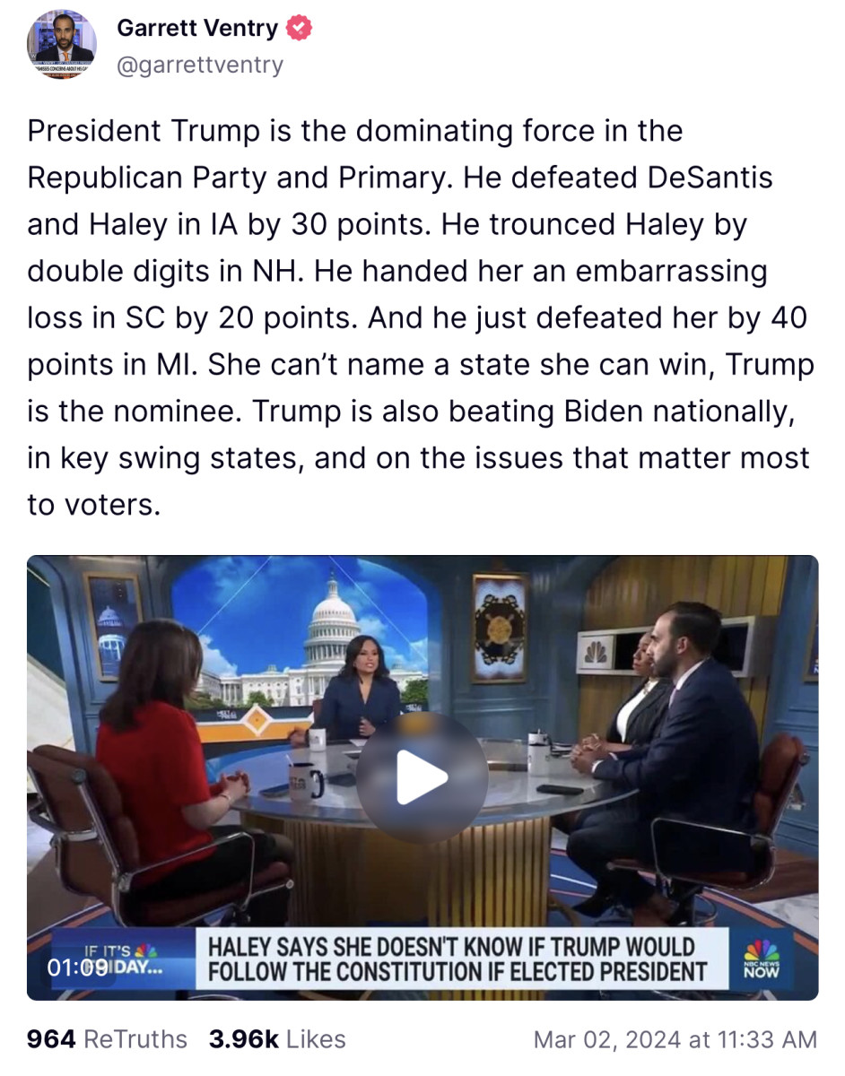 Trump Continues to Attack Nikki Haley on Truth Social - MeidasTouch News