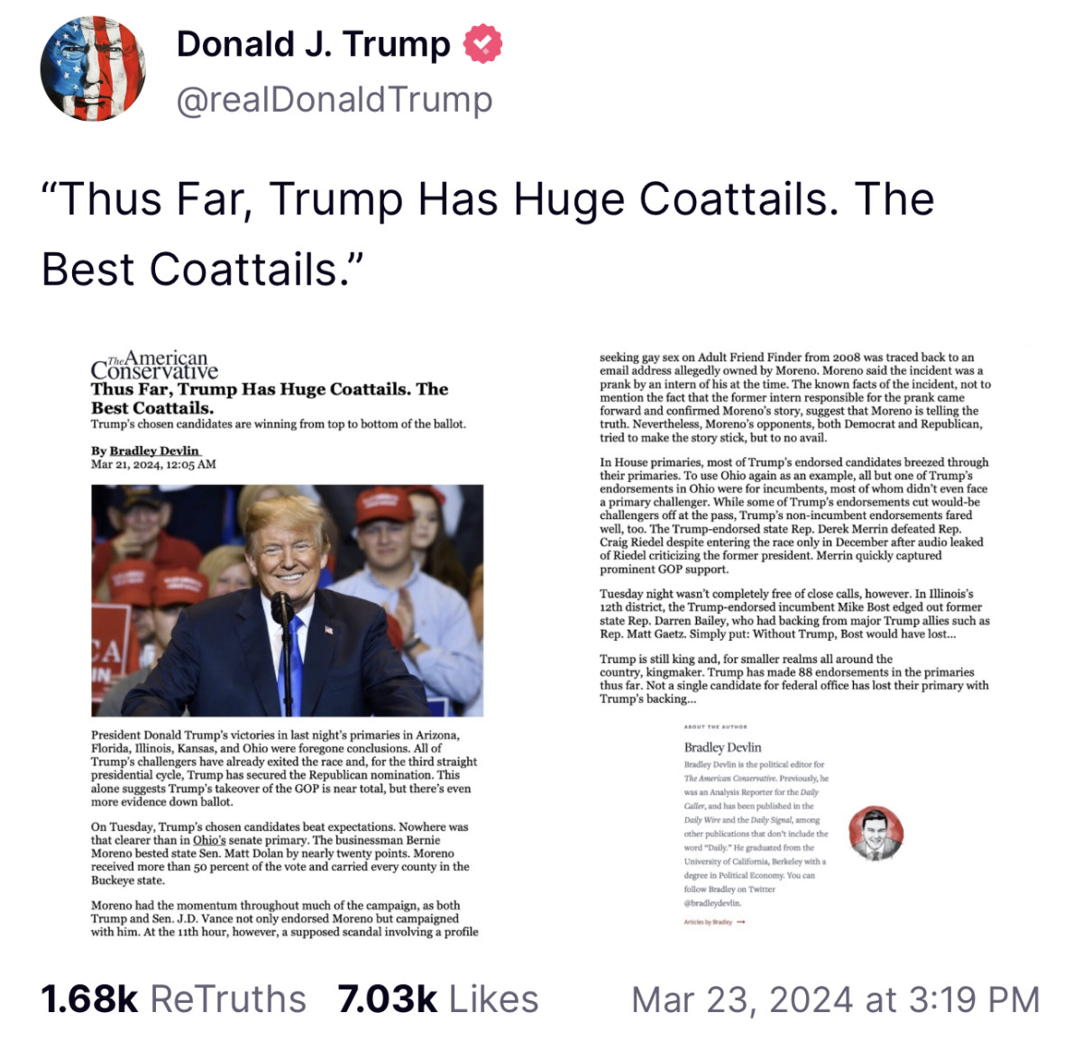 Trump Scrubbed Endorsement of Establishment Candidate from Manipulated ...