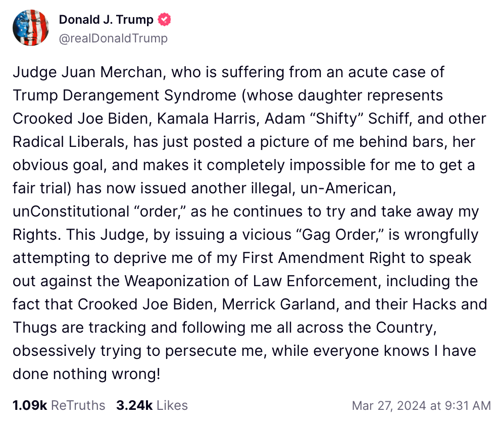 Trump Tests New Gag Order With Attack on Judge's Daughter - MeidasTouch ...