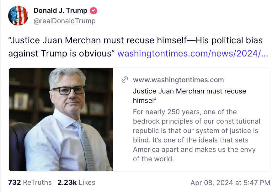Trump Attacks Judge Merchan's Family Ahead of Monday's Trial ...