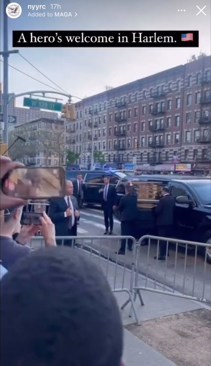 New York Young Republican Club member chanting "USA" at Trump's arrival ...