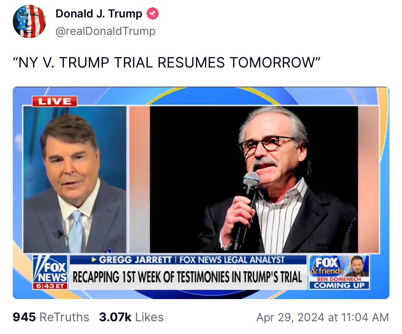 On Monday, Trump Posted Video Discussing Witnesses in New York Criminal ...