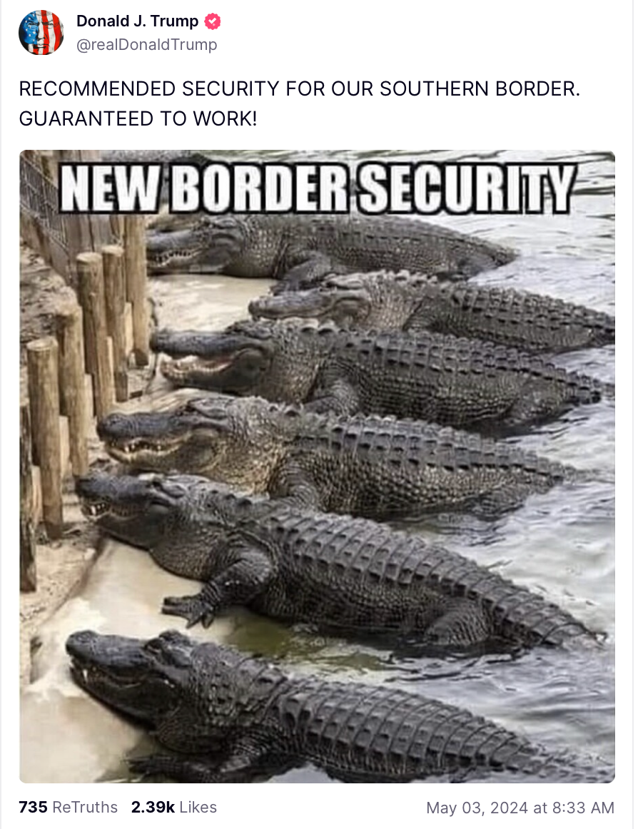 Trump Proposes Siccing Alligators on Migrant Children and Their ...