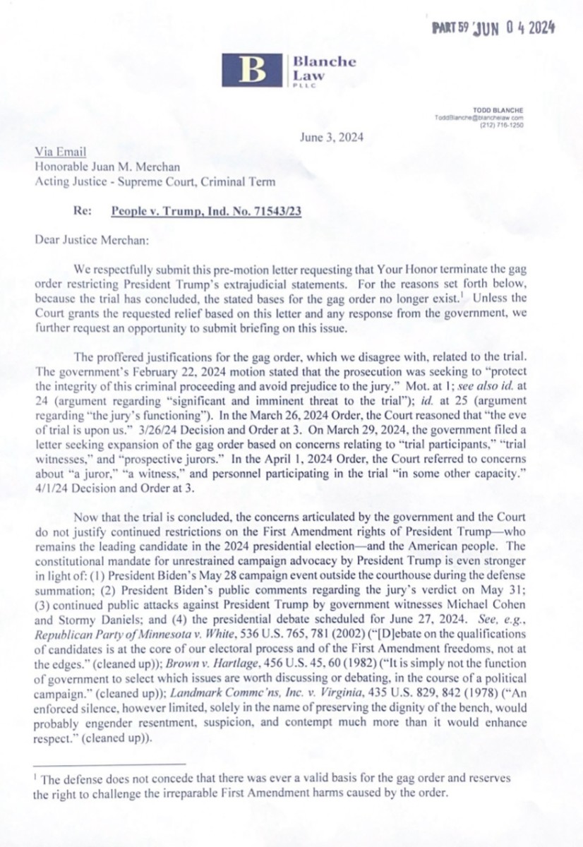 Trump Asks Merchan to Remove Gag Order - MeidasTouch News