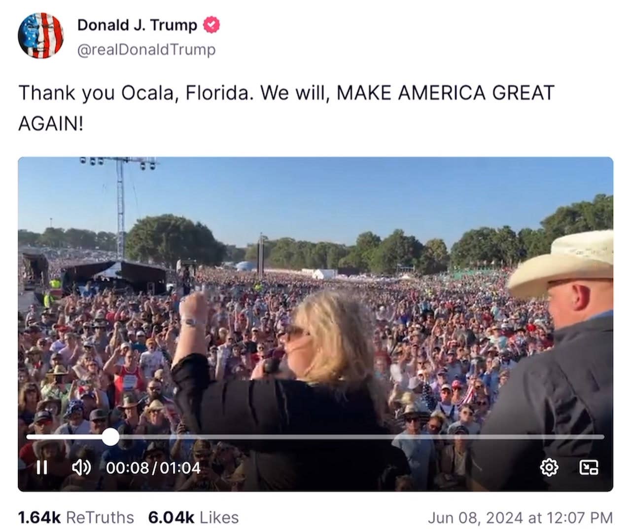 Trump Implied Ocala Concert Crowd Chants of “USA” Are Support For Him ...