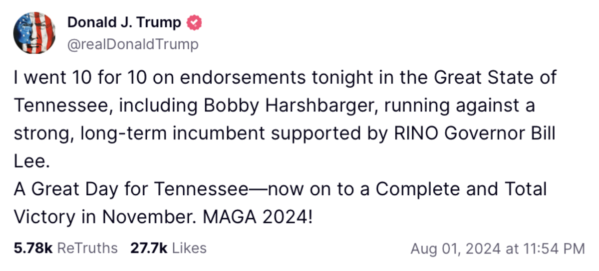 Trump Spikes Football for Unopposed Endorsement Wins in Tennessee GOP ... Trump Spikes Football for Unopposed Endorsement Wins in Tennessee GOP ...