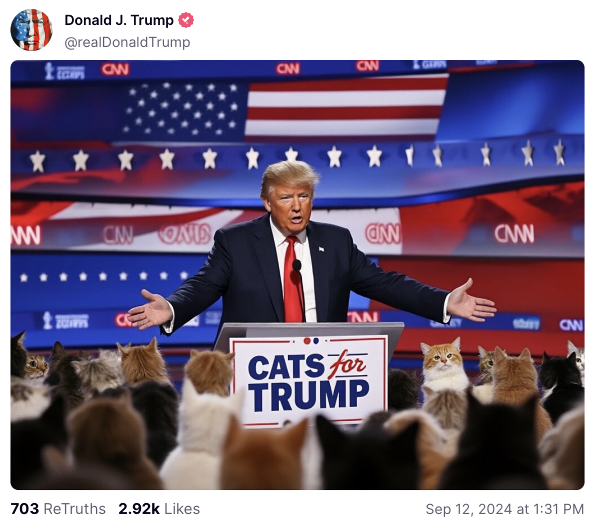Trump Posts New Round of AI Haitian Cat Eating Hoax Memes - MeidasTouch ...