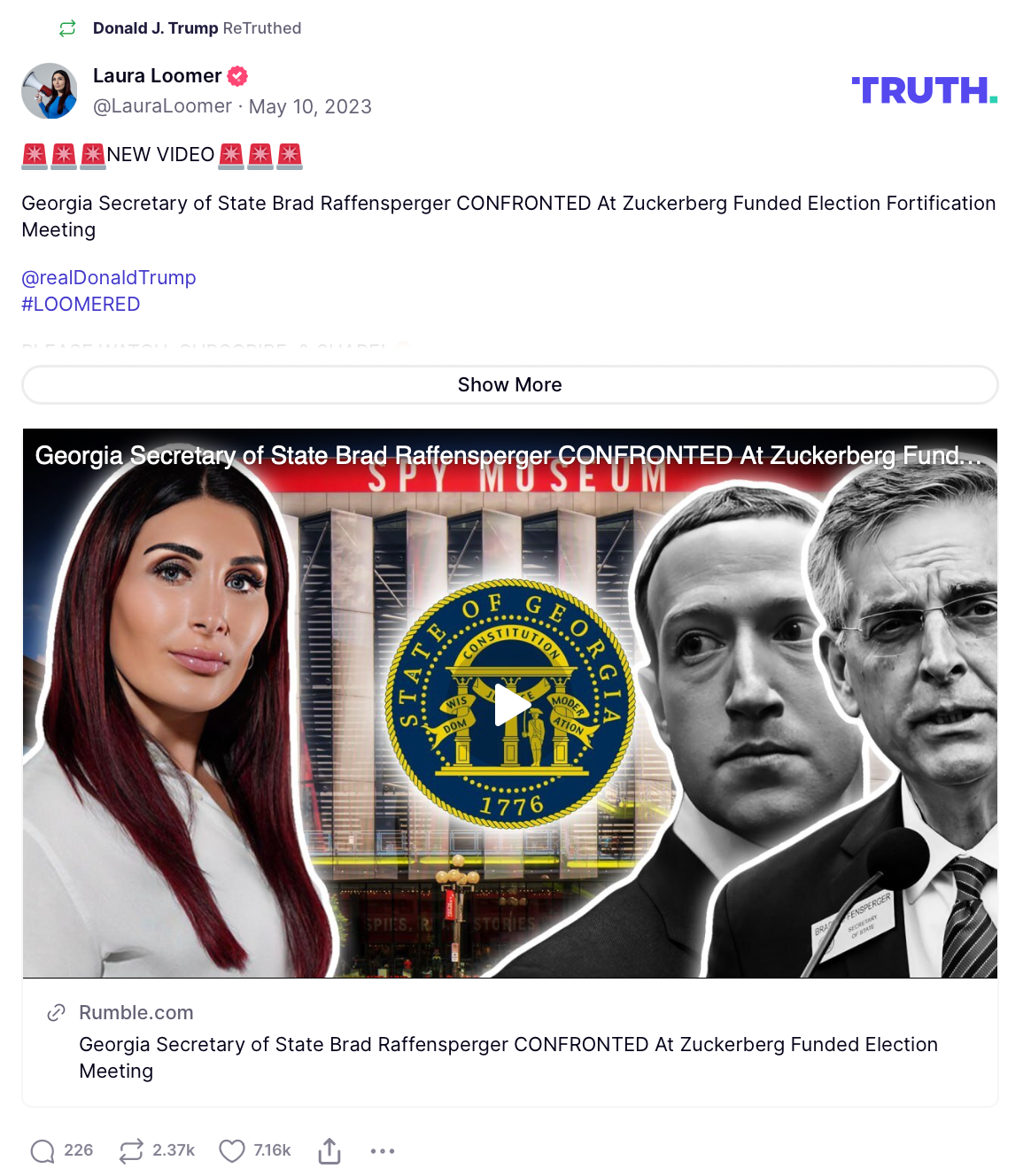Trump Shared Laura Loomer and Her Content a Whopping 101 Times on Truth ...