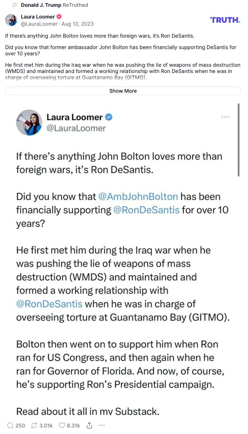 Trump Shared Laura Loomer and Her Content a Whopping 101 Times on Truth ...